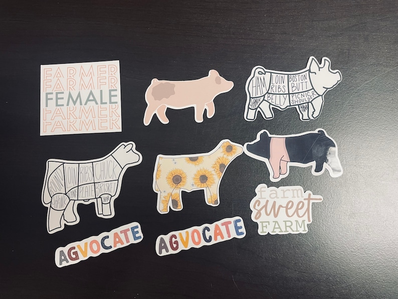Agriculture Sticker Pack Cow Themed Stickers Pig Stickers - Etsy