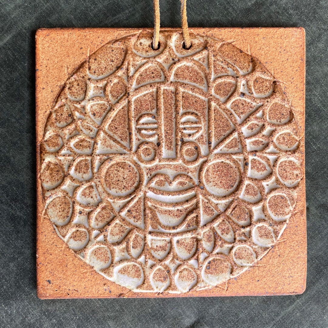 Mid Century Stoneware Sun Face Tile: 1960s Boho Desert Decor - Etsy