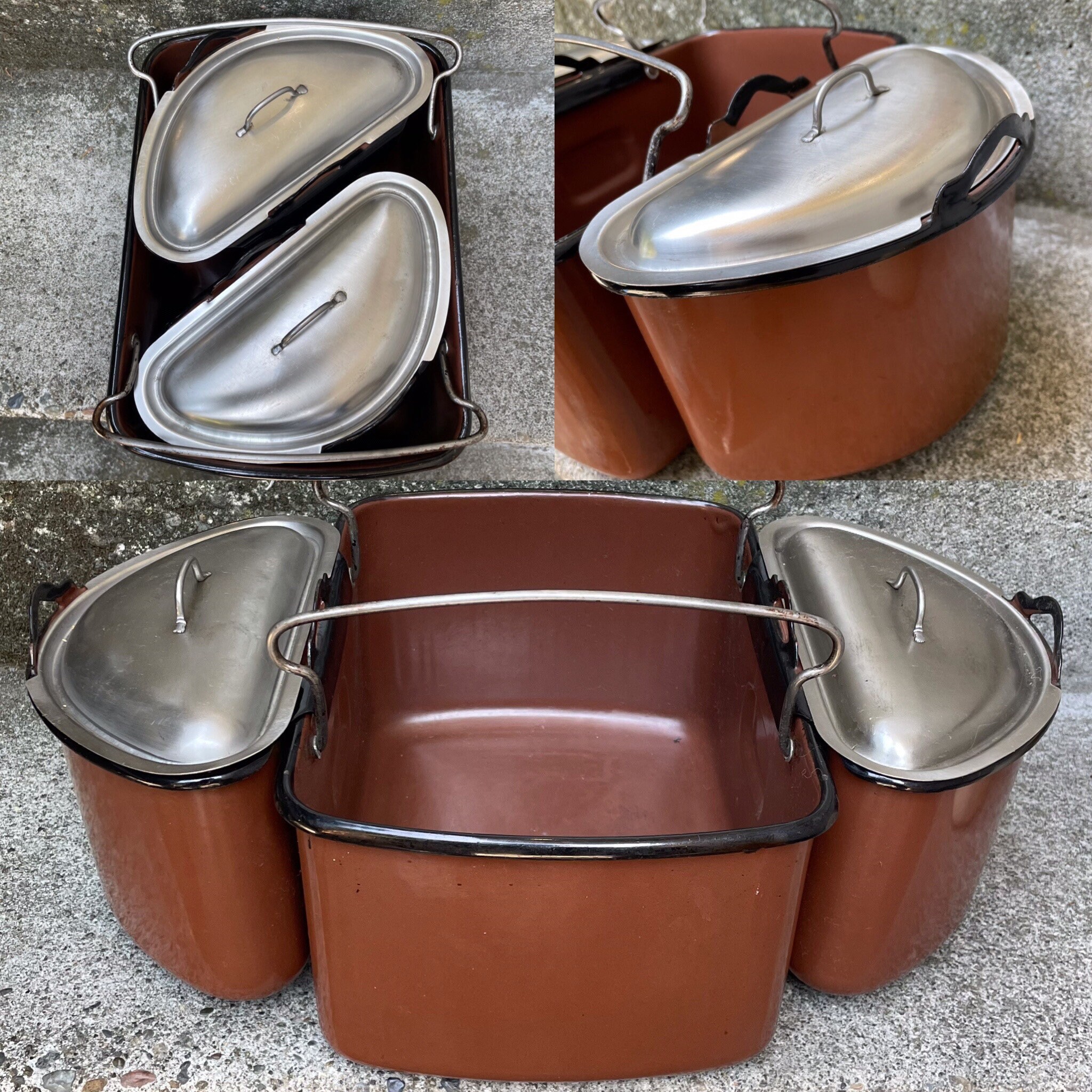 Vintage Enamleware Triple Boiler Pot Osyter Mussels Clams - Etsy
