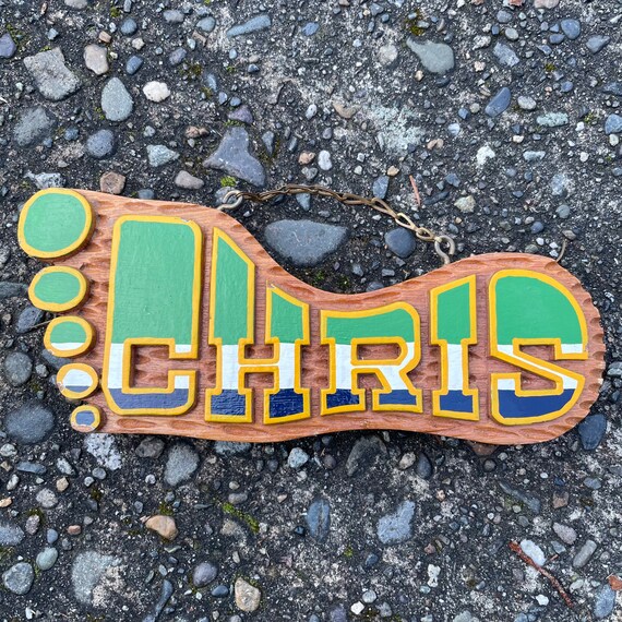 CHRIS Wooden Foot Sign Hand Made Hand Painted Track & | Etsy