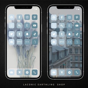 Ios 17 & Android Blue Aesthetic 1200 App Icons Pack ...