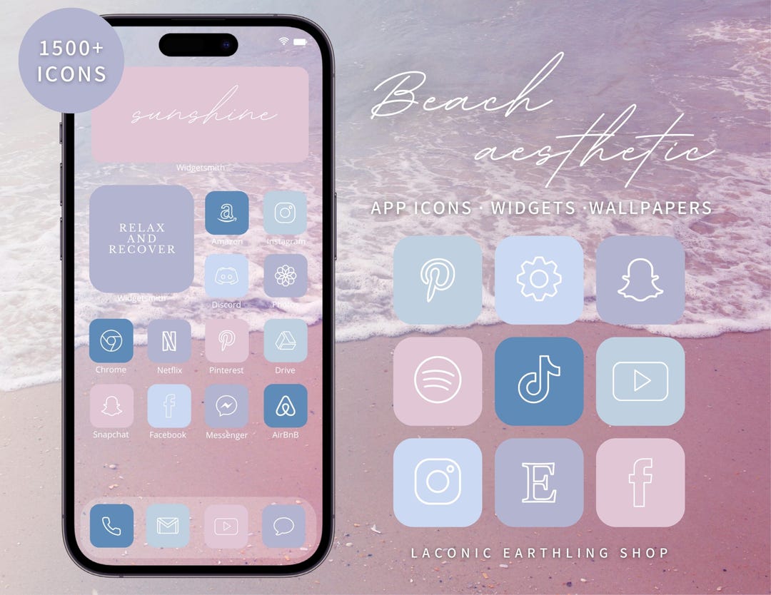 Beach Aesthetic App Icons, Ios 26 & Android, Coastal Blue Theme - Etsy ...