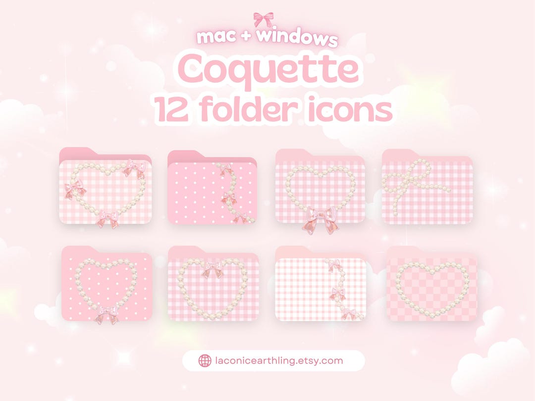 Coquette Desktop Icons Pack | Kawaii Pink Coquette Wallpapers, Icons ...