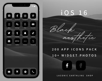 Black Ios 16 Icons - Etsy