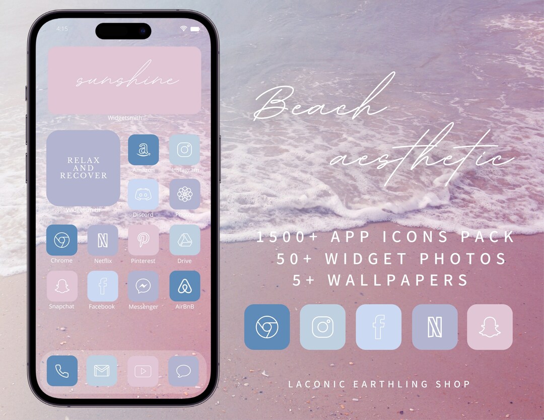 Beach Aesthetic Ios 18 and Android 1500 App Icons Pack Ocean-inspired ...
