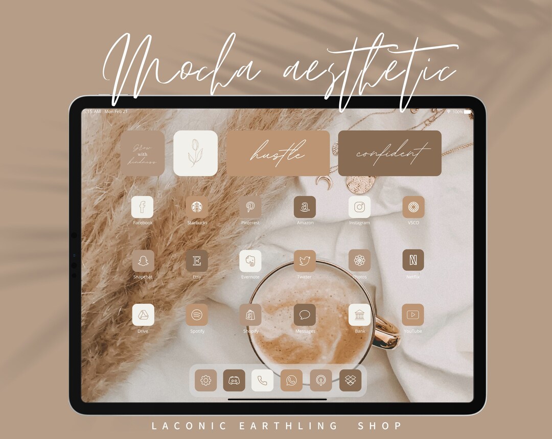 IPad Ios 17 Mocha Aesthetic App Icons Pack Laconicearthlingshop - Etsy
