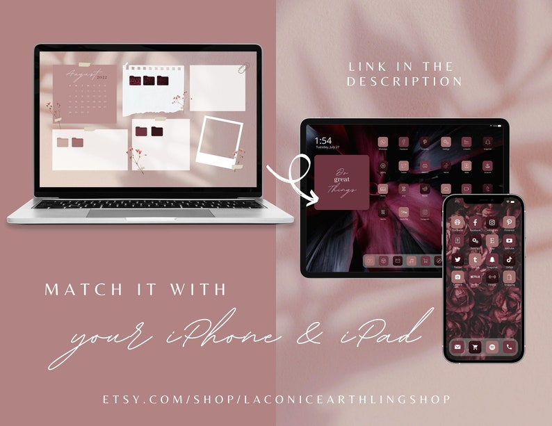 Burgundy Aesthetic 2022-2023 Desktop Folder Icons Macbook - Etsy