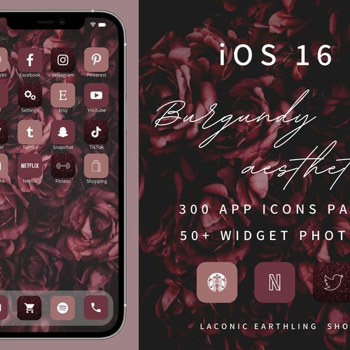 IOS Burgundy App Icons Dark Red Icon Pack for Iphone - Etsy