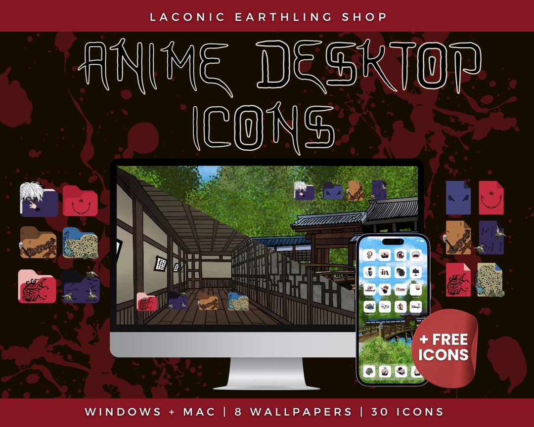 Anime Themed Desktop Icons Organizer Set | Anime Inspired Folder Icons ...