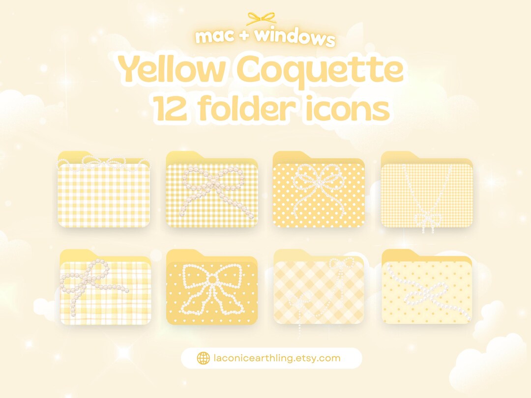 Yellow Coquette Desktop Icons Pack | Kawaii Coquette Wallpapers, Icons ...