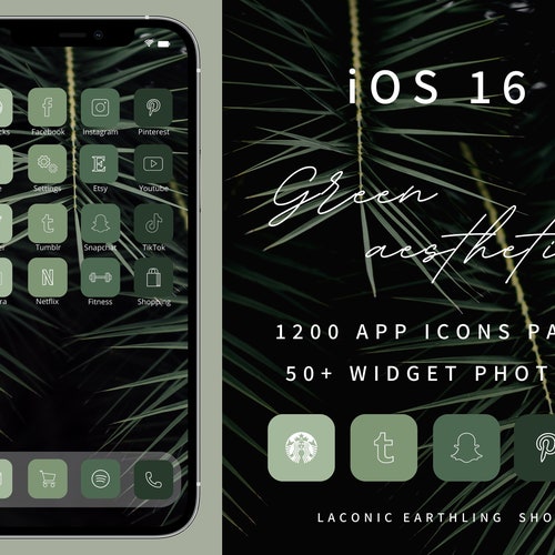 Ios 14 Icons Green Olive App Icons Ios 14 Aesthetic - Etsy