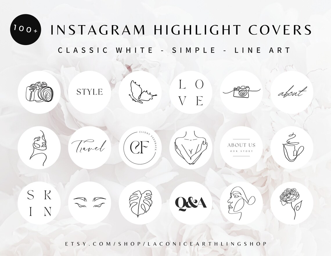 100 White Instagram Highlight Covers Neutral Story - Etsy