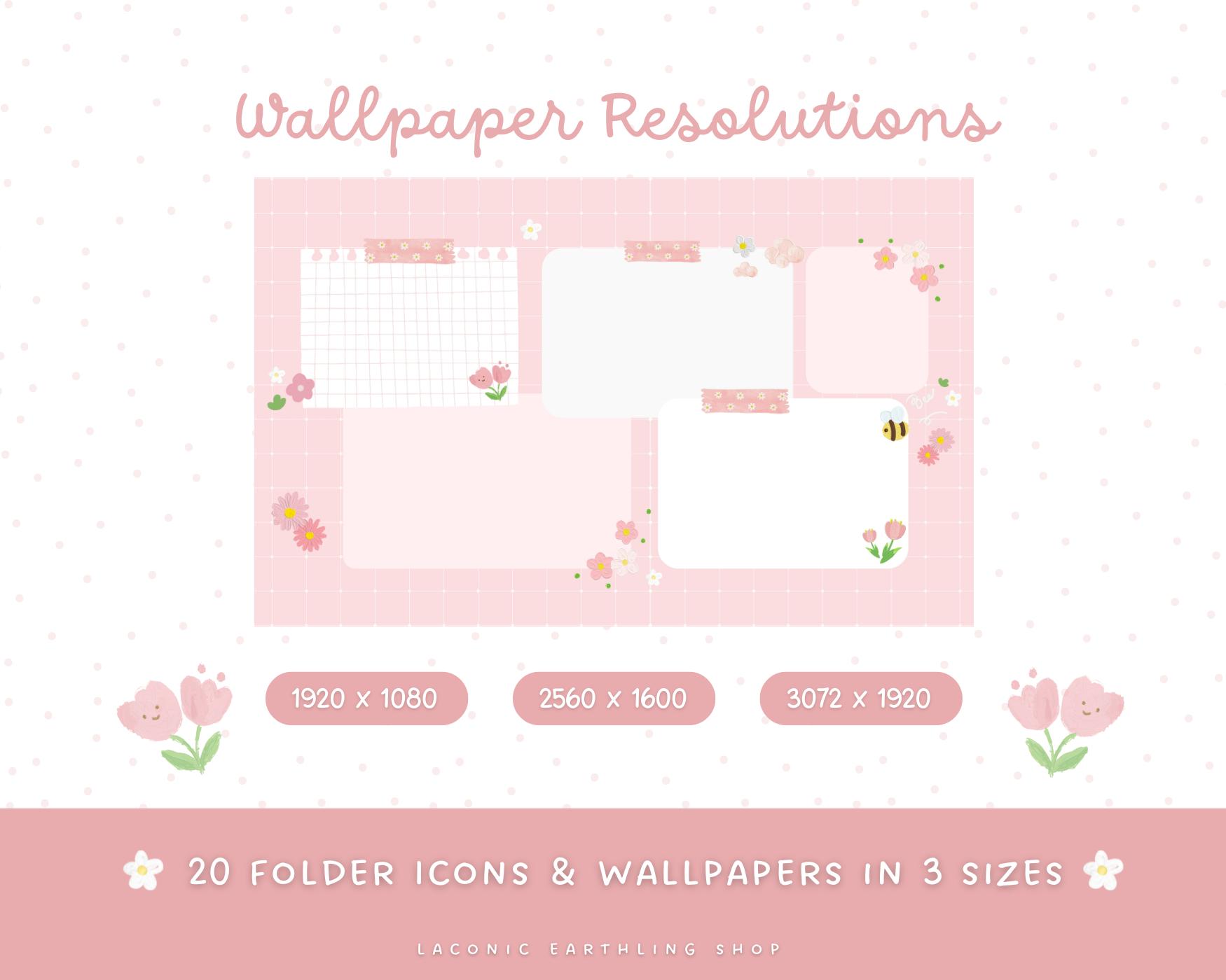 Cute Pink Gingham Desktop Icons Set | Kawaii Coquette Wallpapers, Icons ...
