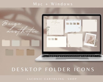 Beige Tone Desktop Folder Icons Mac Desktop Icons MacBook - Etsy