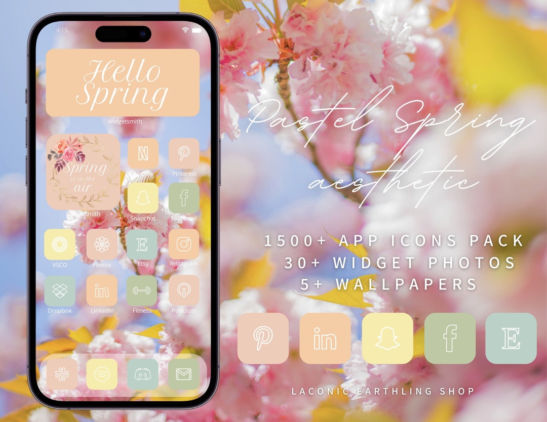 Ios 17 & Android Pastel Spring Aesthetic 1500 App Icons Pack ...
