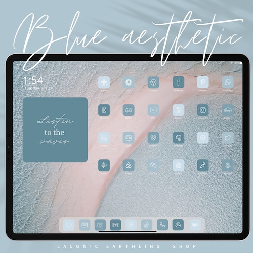 Ios 14 Icons Dusty Blue Blue App Icons Ios 14 Aesthetic - Etsy