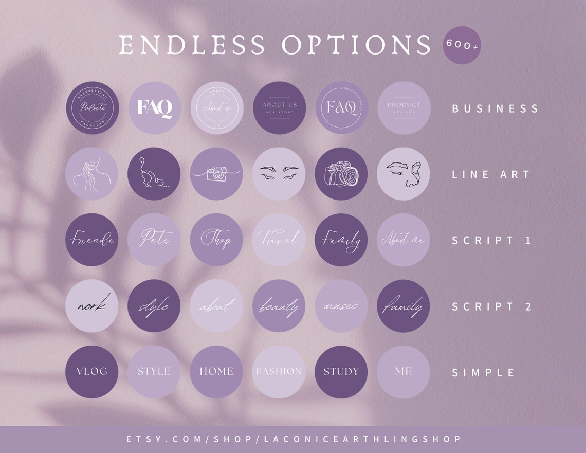 600 Purple Instagram Highlight Covers Neutral Story - Etsy