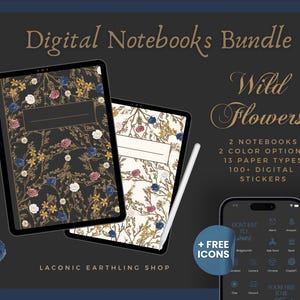Wild Flowers Digital Notebooks Bundle | Digital Notebook, Goodnotes ...