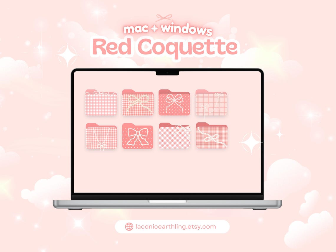 Red Coquette Desktop Icons Pack | Kawaii Coquette Wallpapers, Icons and ...