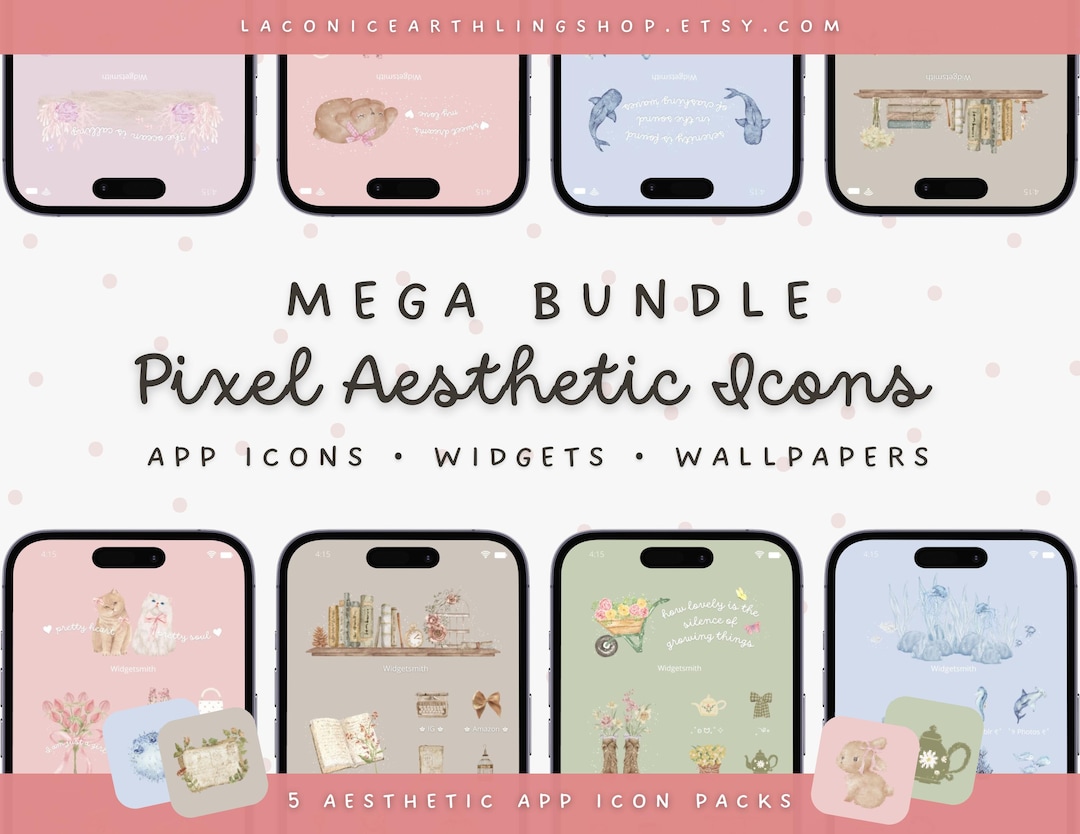 Pixel Art App Icons MEGA Bundle | Coquette, Cottagecore Theme (digital ...