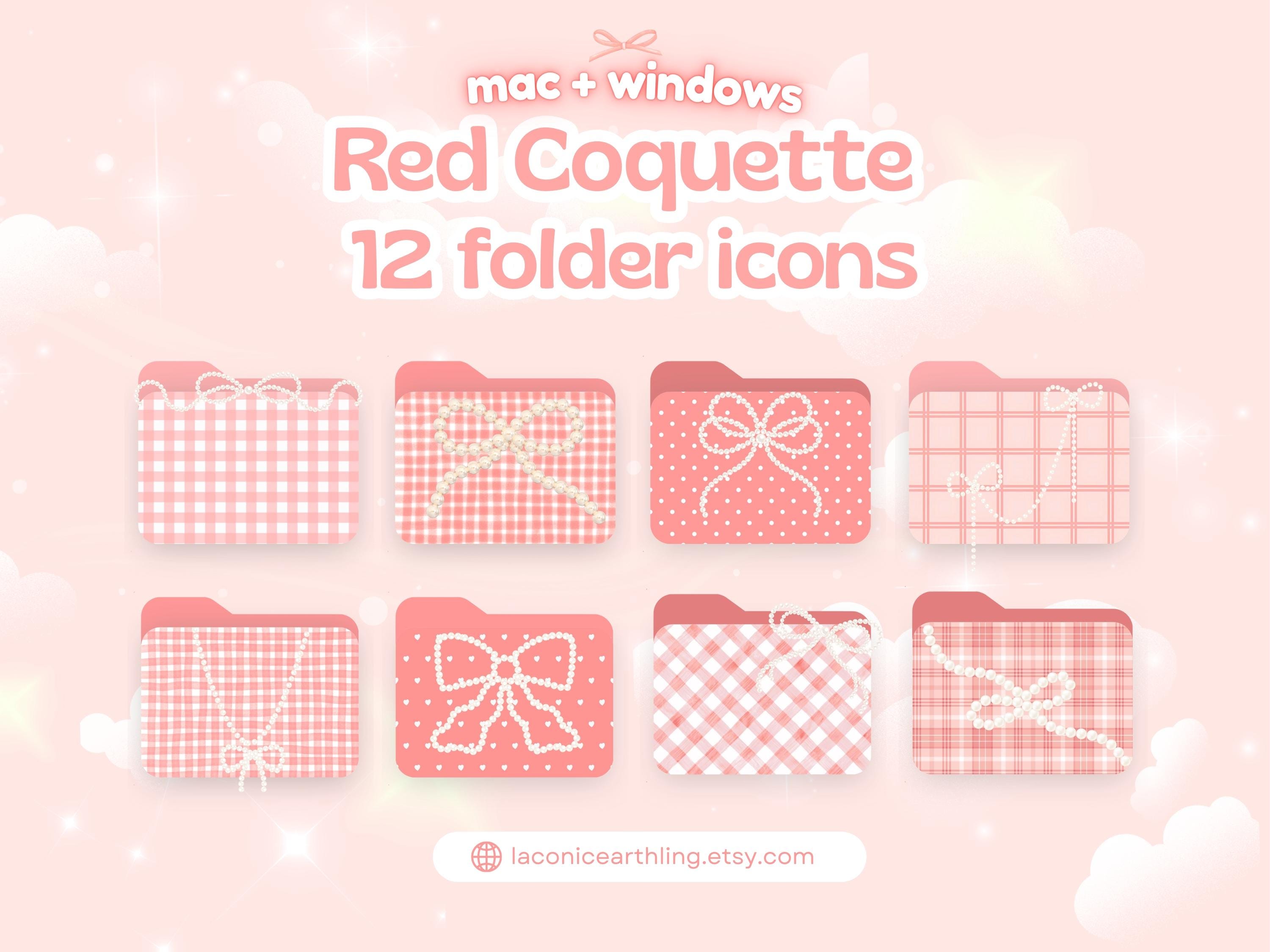 Red Coquette Desktop Icons Pack | Kawaii Coquette Wallpapers, Icons and ...