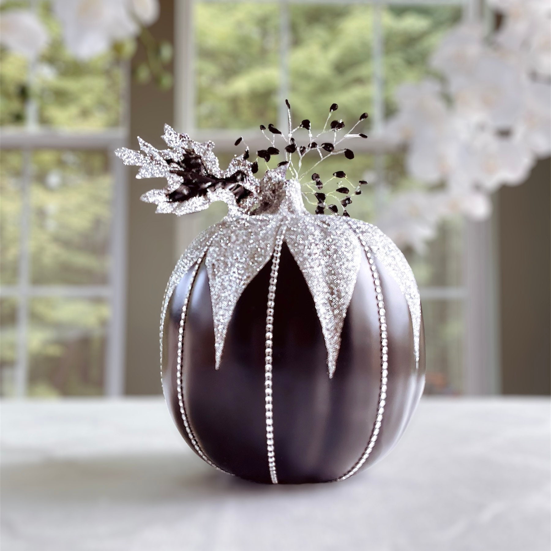 Silver and Black Fall Decorative Sparkle Glam Pumpkin - Etsy