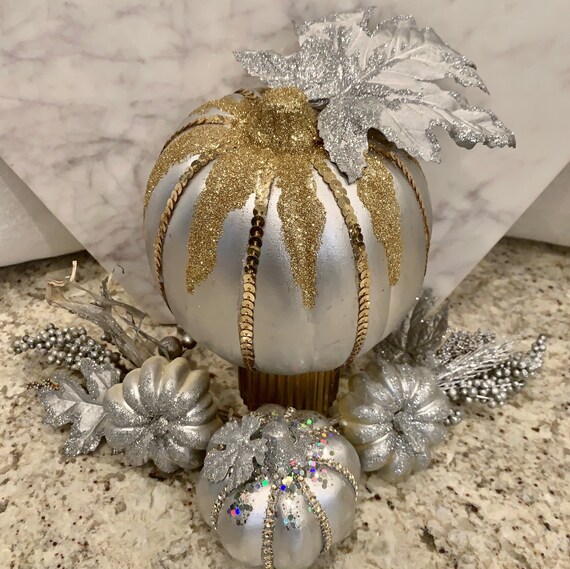 Glam Gold and Silver Sparkle Pumpkin | Etsy