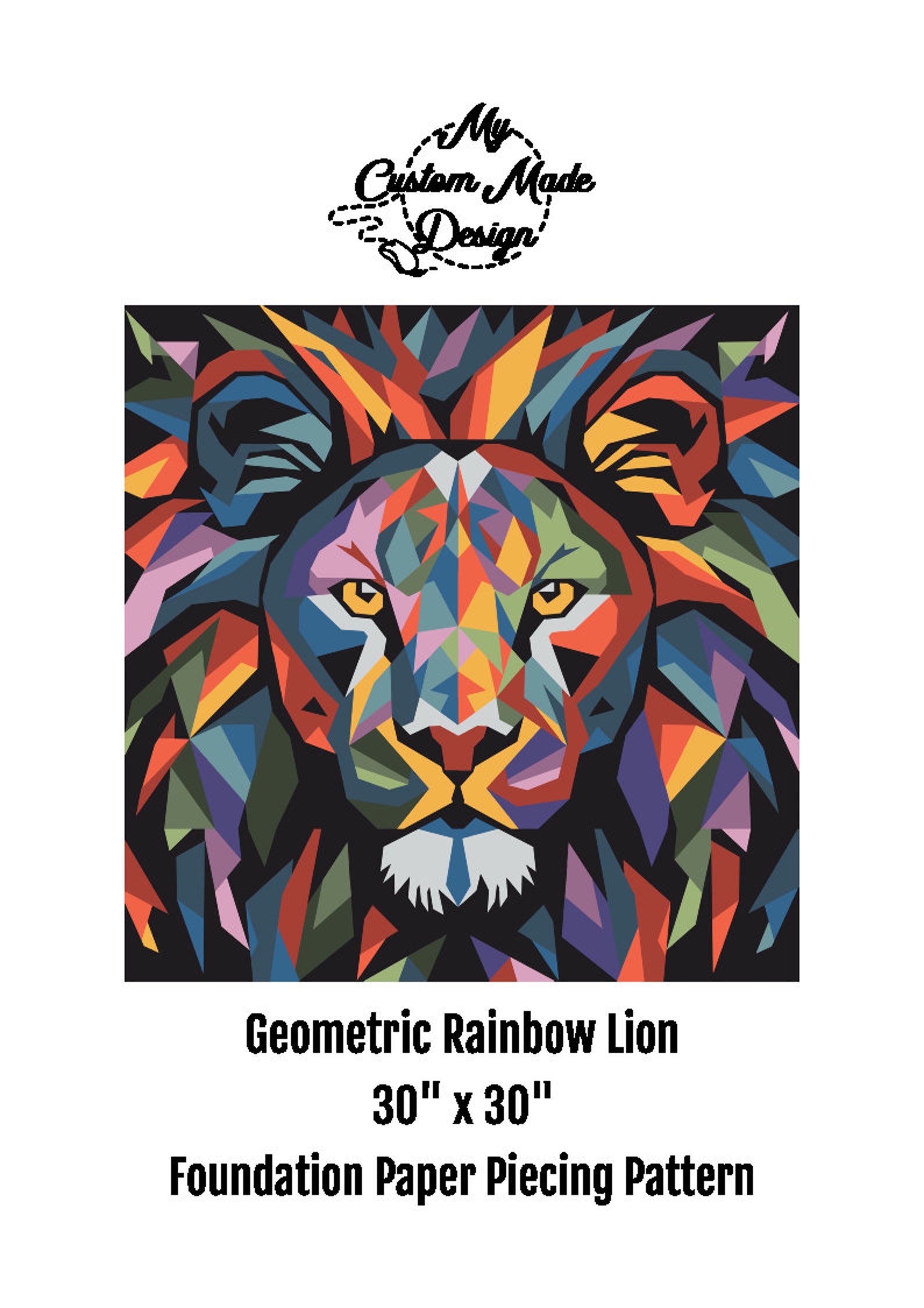 Geometric Rainbow Lion, Foundation Paper Pieced Quilt Pattern, PDF ...