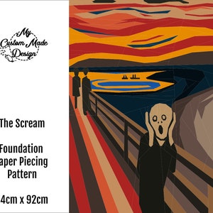 The Scream: Edvard Munch, Foundation Paper Pieced Quilt Pattern, PDF ...