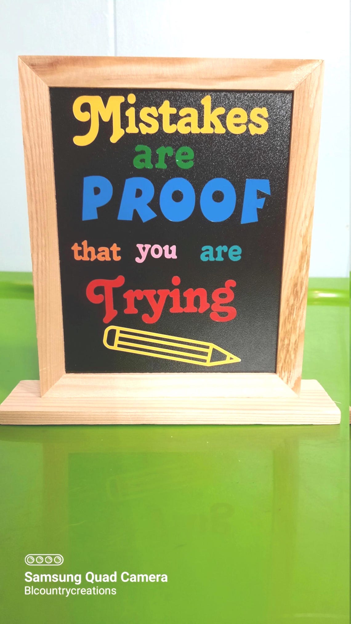 Mistakes Are Proof You Are Trying Chalkboard, Wood Frame Teacher Gift ...