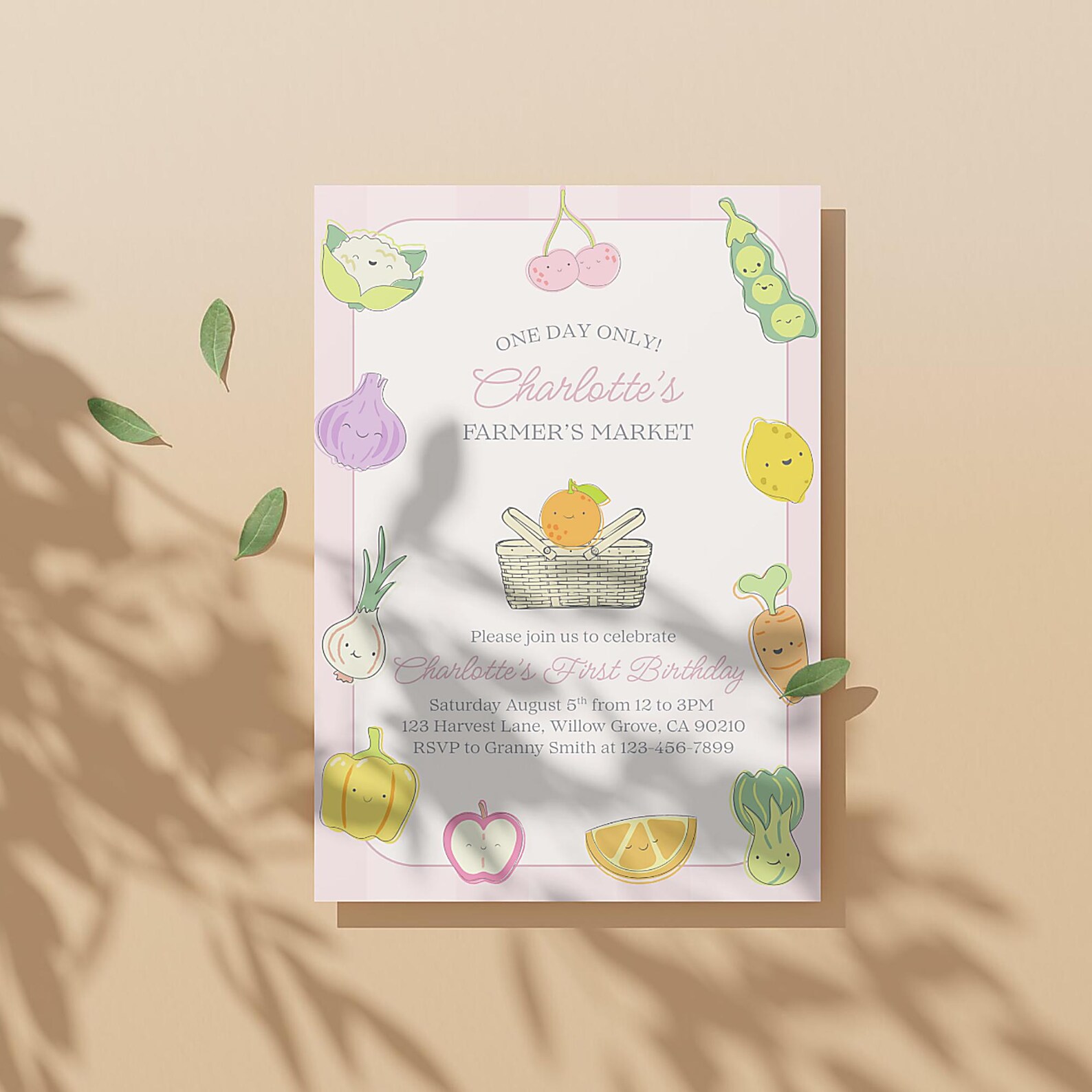 Editable Farmers Market Invitation | Fruit & Veggie Birthday Party ...
