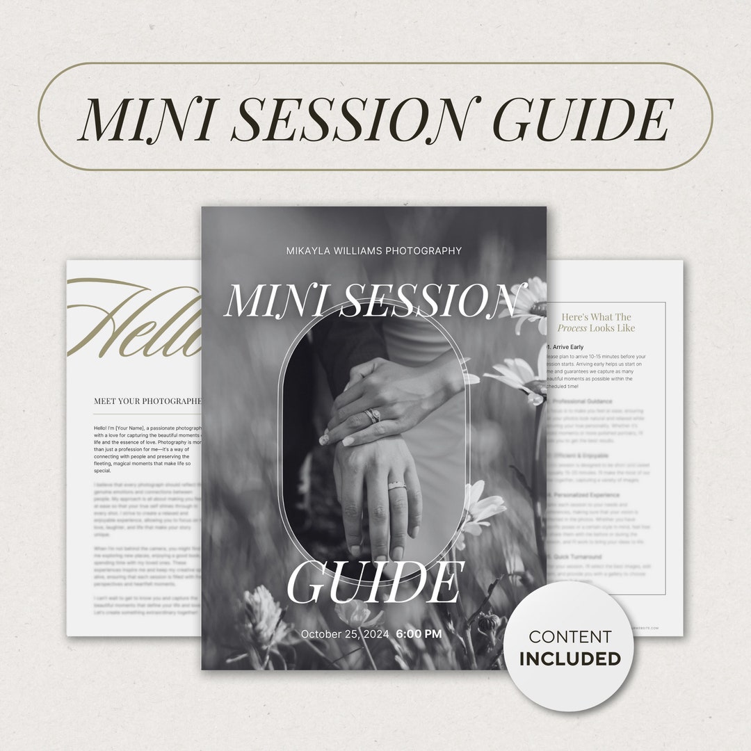 Mini Session Guide | Edit in Canva | Photographer Templates | Client ...