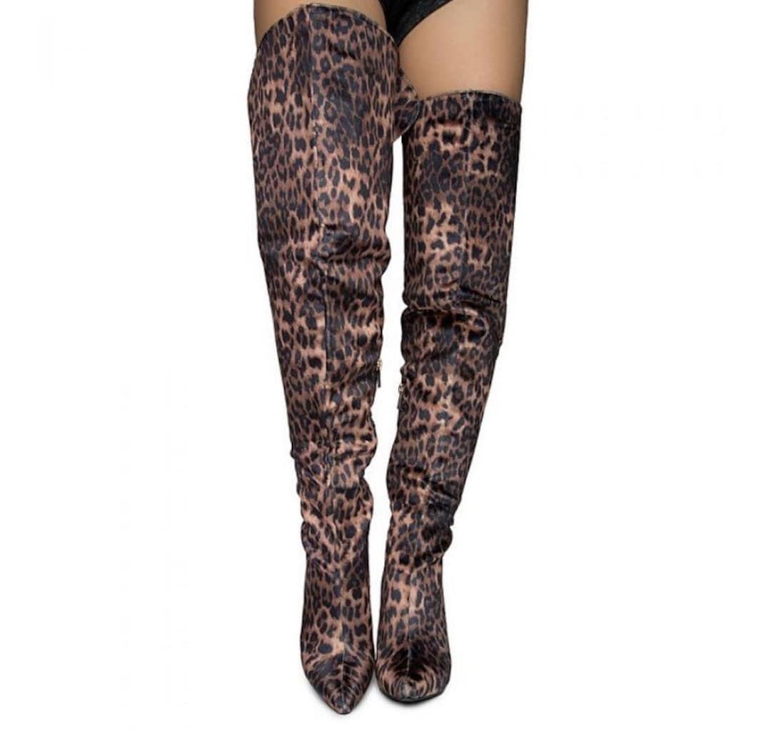 Cheetah Knee-high Boots Women - Etsy