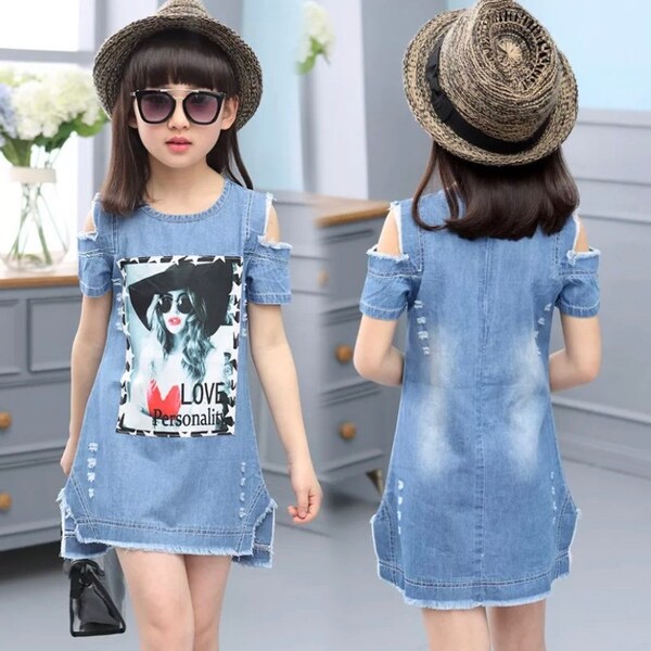 Girls Denim Dress - Etsy