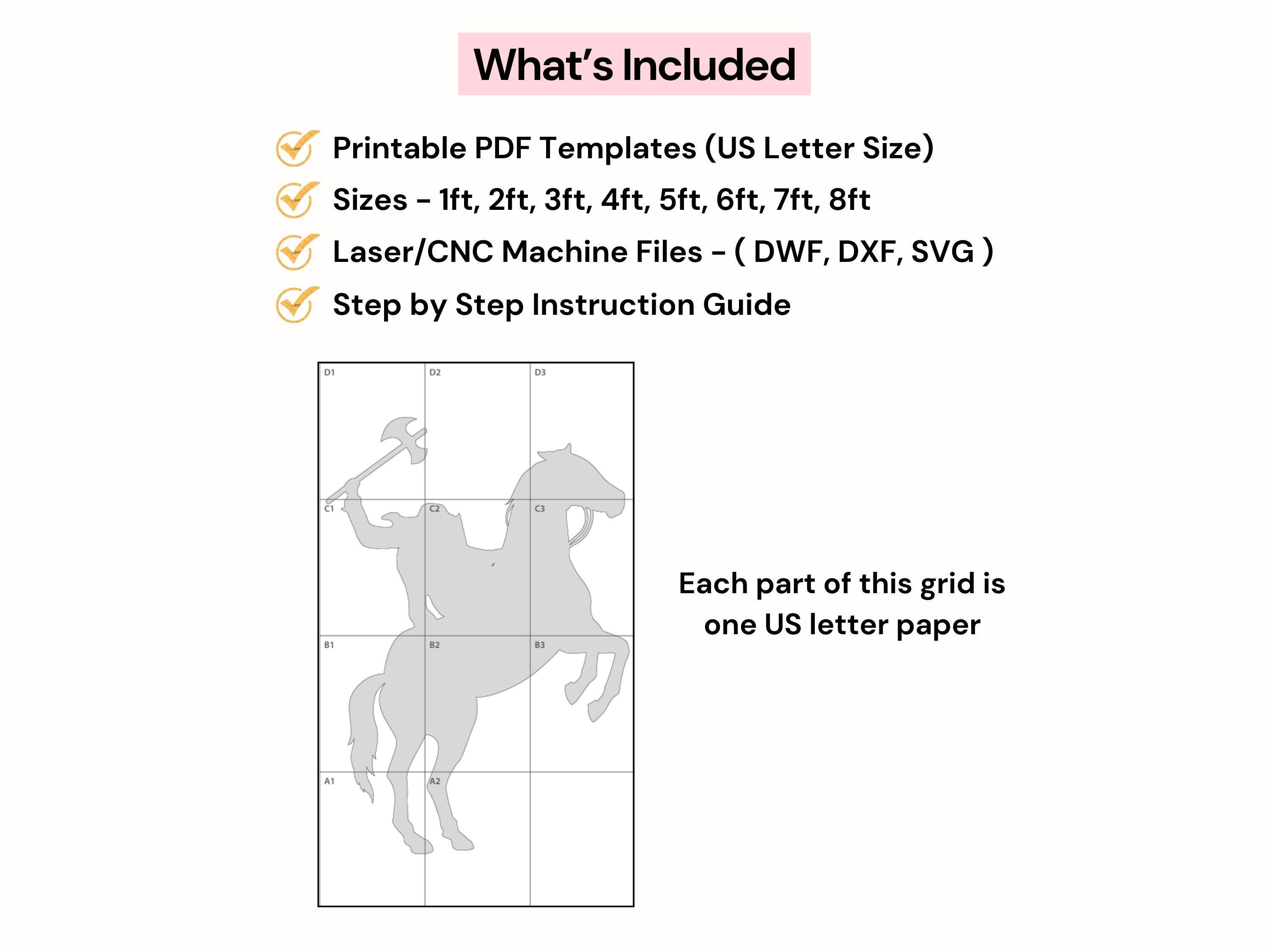 8ft Headless Horseman Life Size Cutout Template, Cut and Trace ...