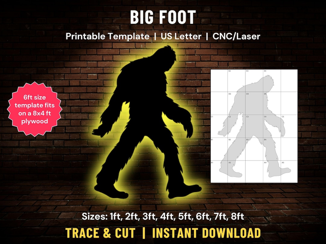 Bigfoot 8ft Template Printable, Trace and Cut Bigfoot, Sasquatch ...