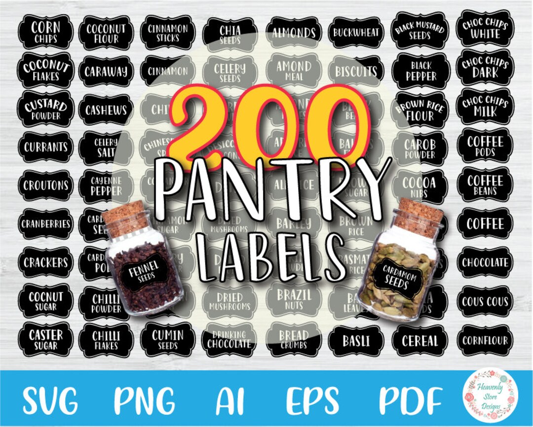 Pantry Labels Bundle SVG, Spice Labels Svg, Kitchen Labels SVG ...