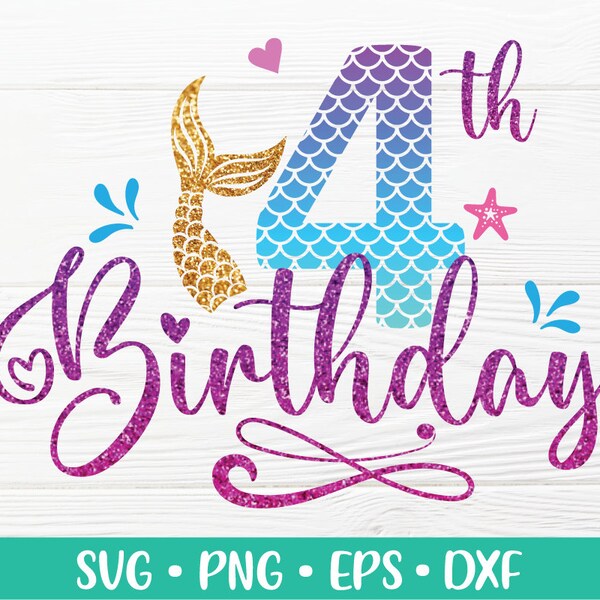 4th Birthday Mermaid Svg - Etsy