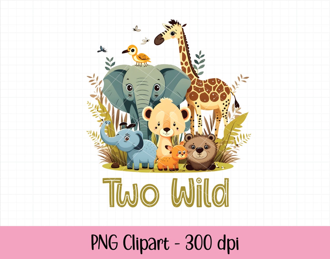Two Wild Baby Safari Animals PNG Two Wild Birthday Party - Etsy
