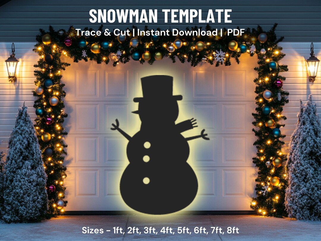 8ft Snowman Christmas Template Printable, Trace & Cut Christmas Snowman ...