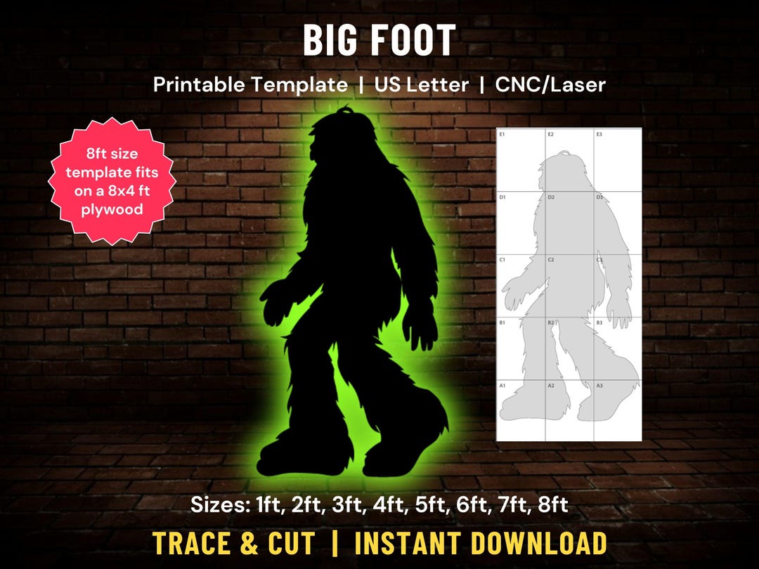 Bigfoot Template Printable, Trace and Cut Bigfoot, Sasquatch Silhouette ...
