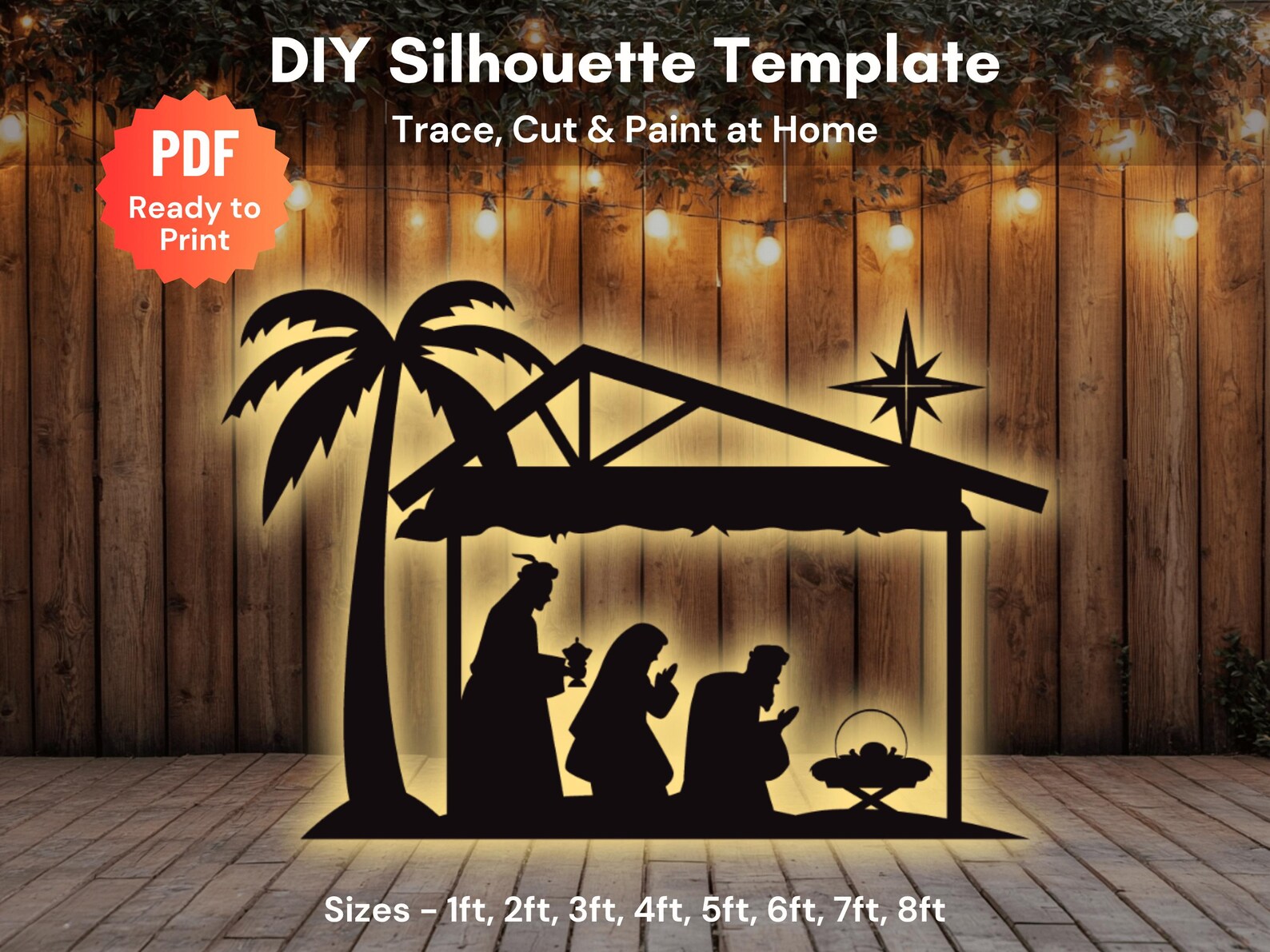 Nativity Scene Template, Christmas Yard Decor, Outdoor Silhouette ...