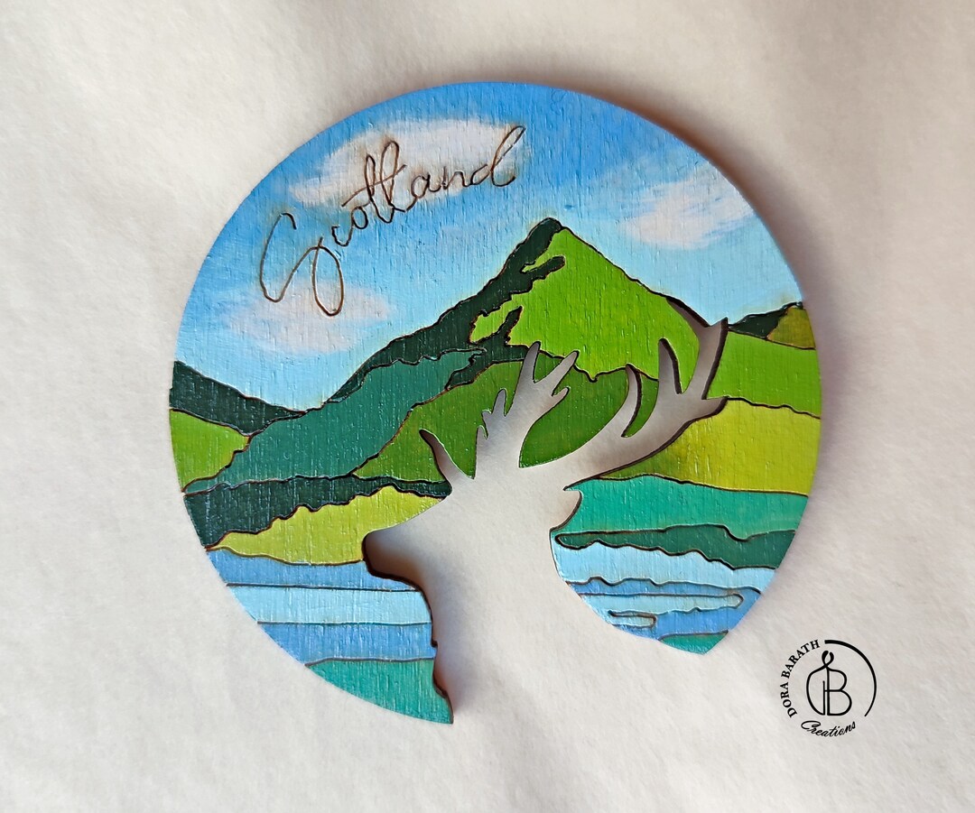 Scottish Fridge Magnet With Stag, Hand Made in Scotland,highland Wooden ...