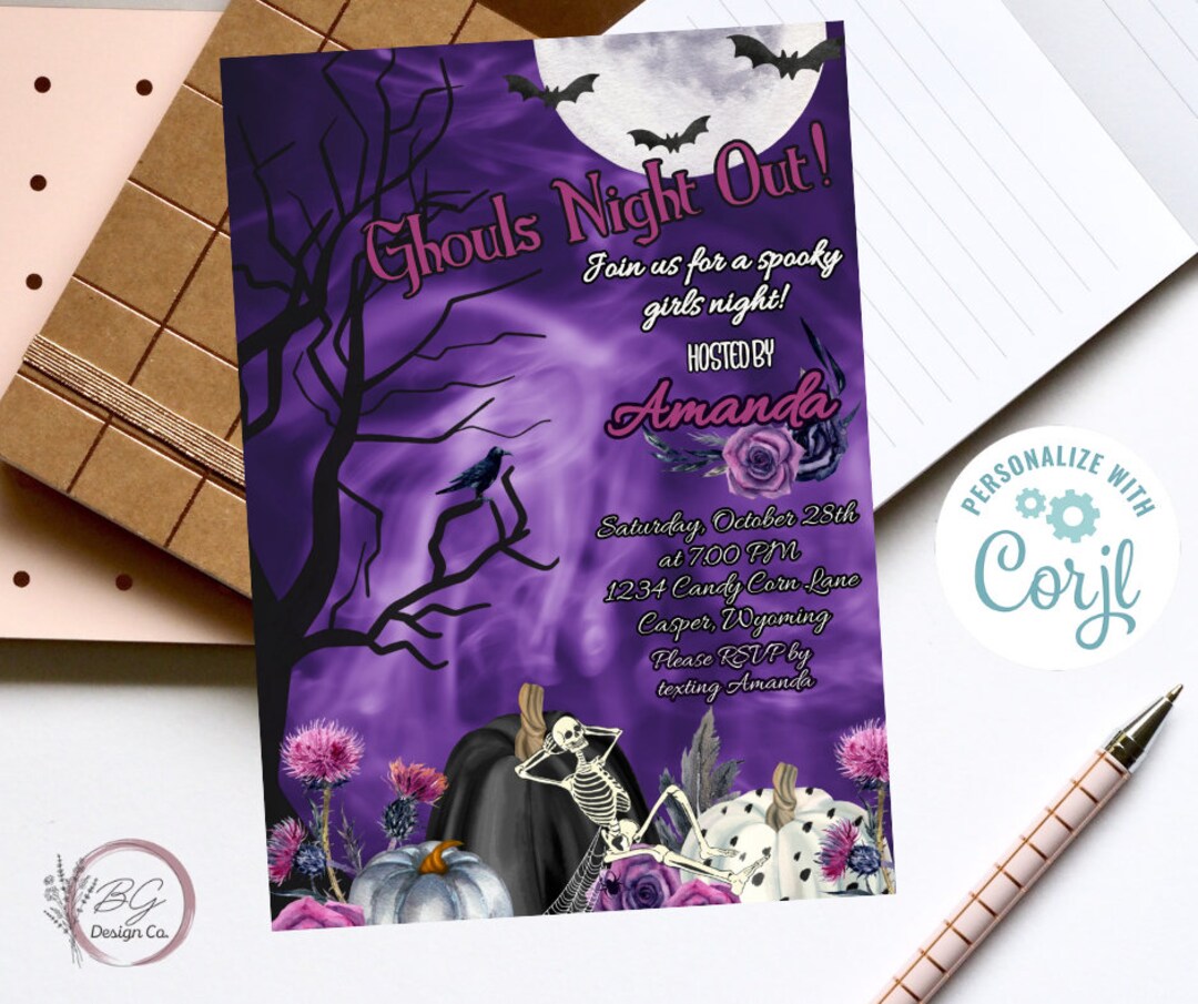 Spooky Girls Night Invitation Ghouls Night Out Halloween - Etsy