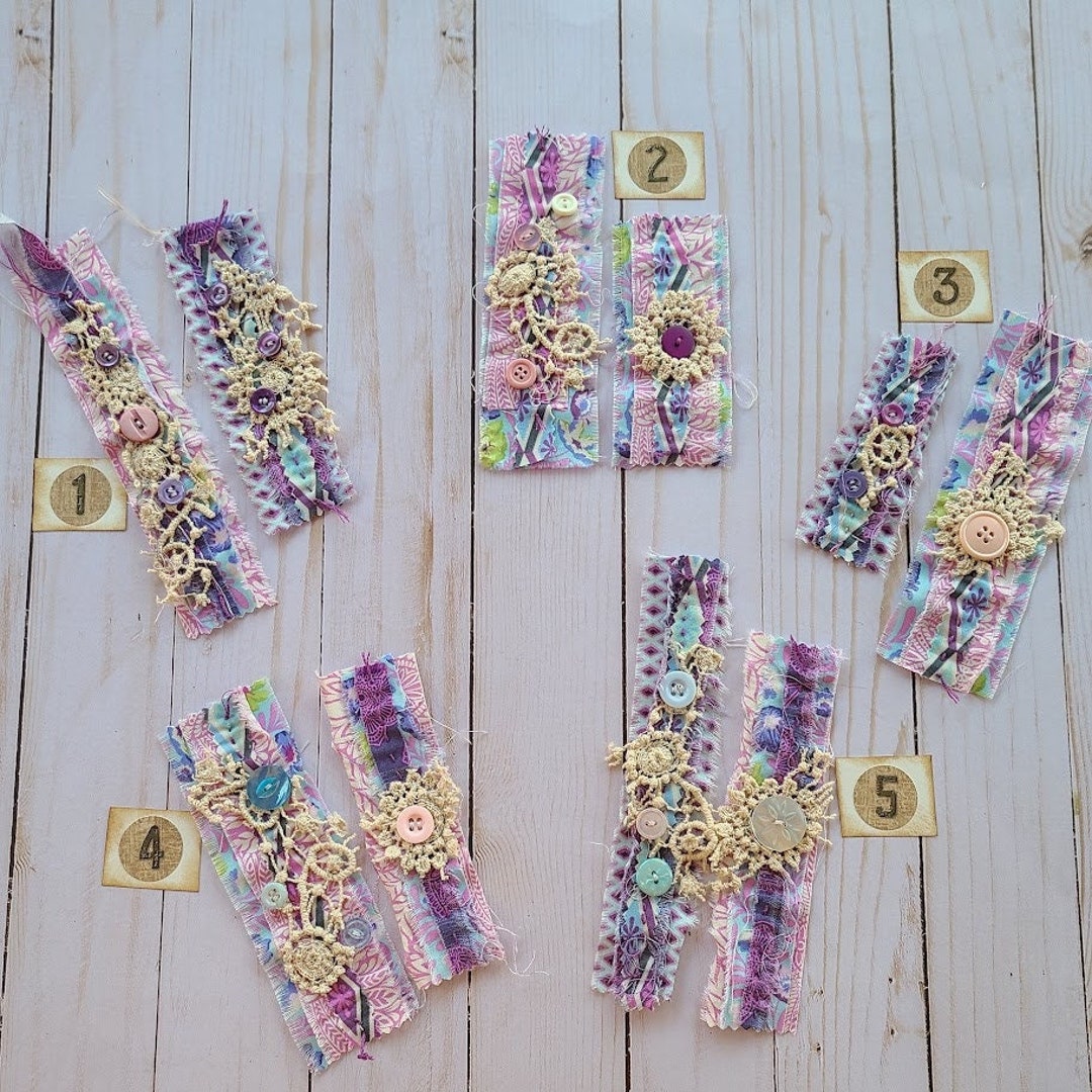 Shabby Strips/set of TWO/ Ephemera/ Handmade/slow Stitched /belly Band ...