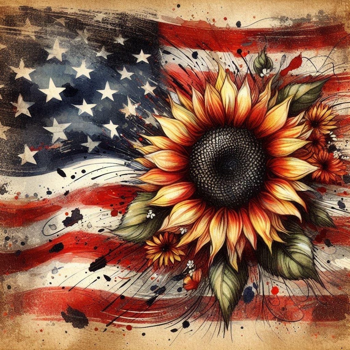 Sunflower Flag Fourth of July Bundle Digital Files - Etsy