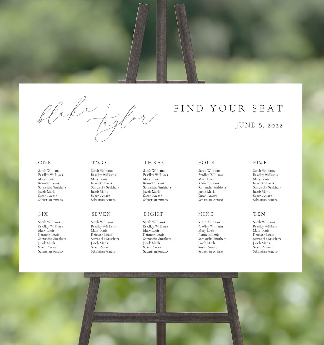 Classic Seating Chart Template, Editable Template, Modern Seating Chart ...