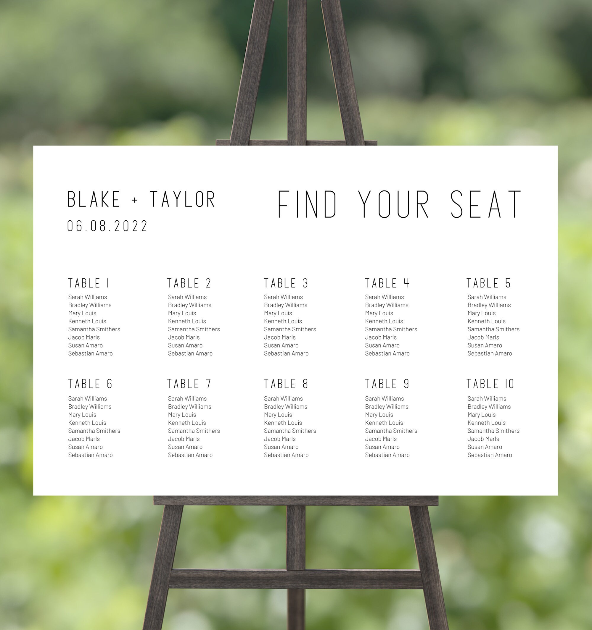 Minimalist Seating Chart Template, Editable Template, Modern Seating ...