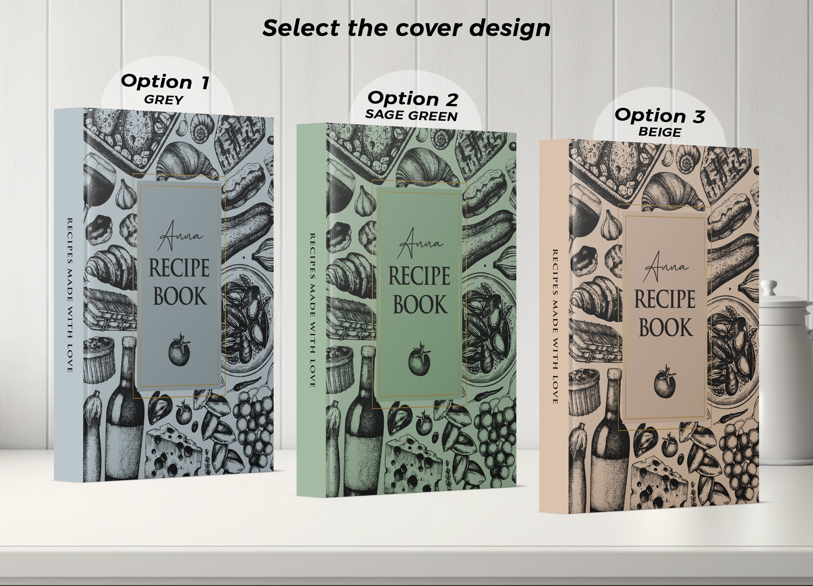 Ai-free Personalized Recipe Book: 300-recipe Journal, Custom Keepsake ...