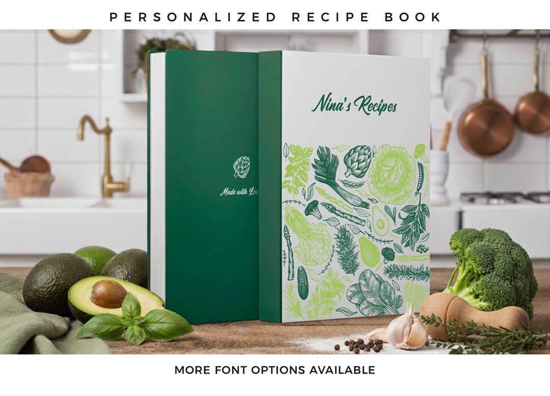 Ai-free 300 Pages Custom Green Recipe Book – Minimalist Vegetable ...